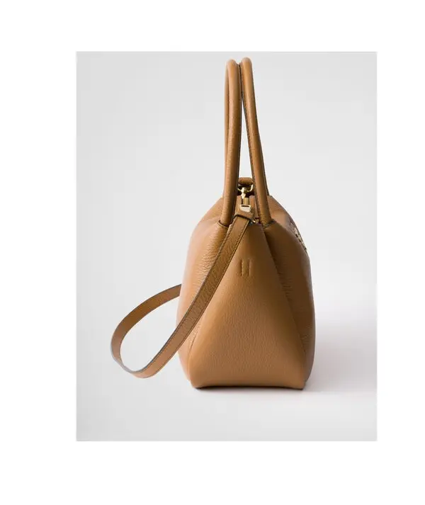 Prada Small Leather Bag With Woven Tape Shoulder Strap
