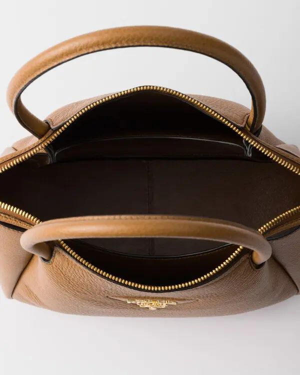 Prada Small Leather Bag With Woven Tape Shoulder Strap