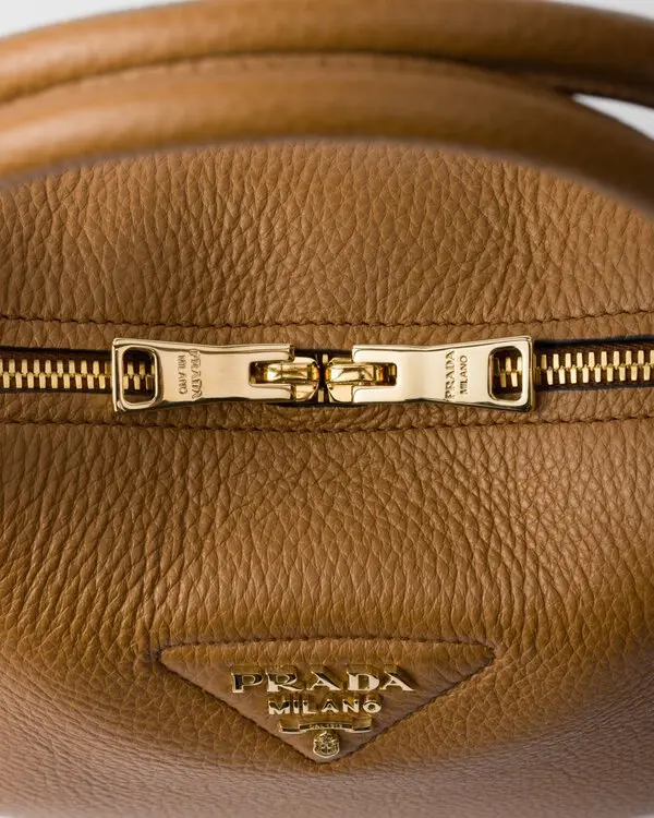 Prada Small Leather Bag With Woven Tape Shoulder Strap