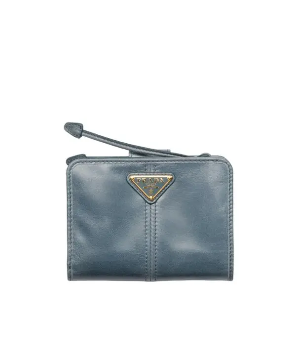 Prada Small Leather Wallet - Pilot Blue