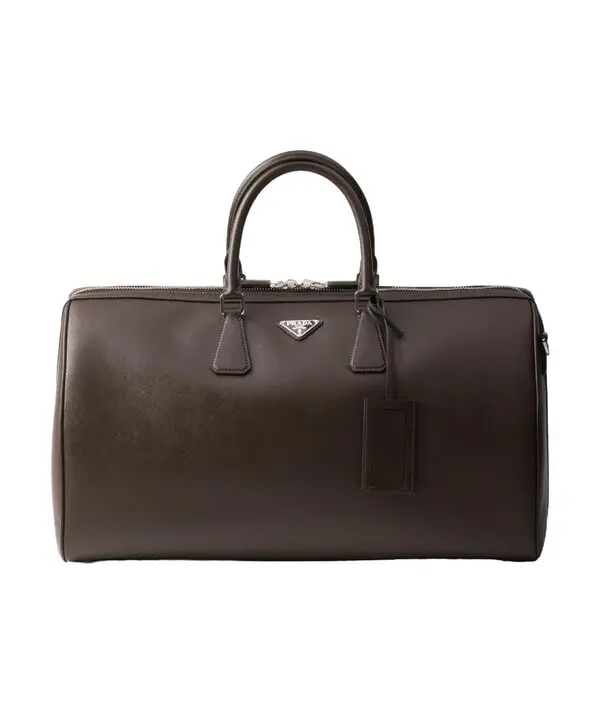 Prada Saffiano Leather Travel Bag - Brown