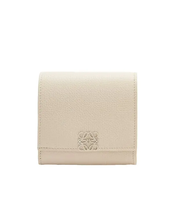 Loewe Anagram Compact Flap Wallet In Pebble Grain Calfskin
