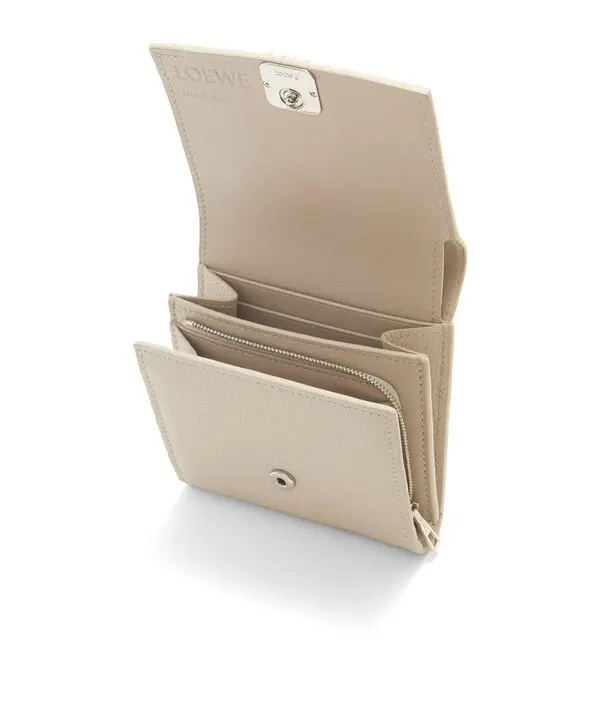 Loewe Anagram Compact Flap Wallet In Pebble Grain Calfskin
