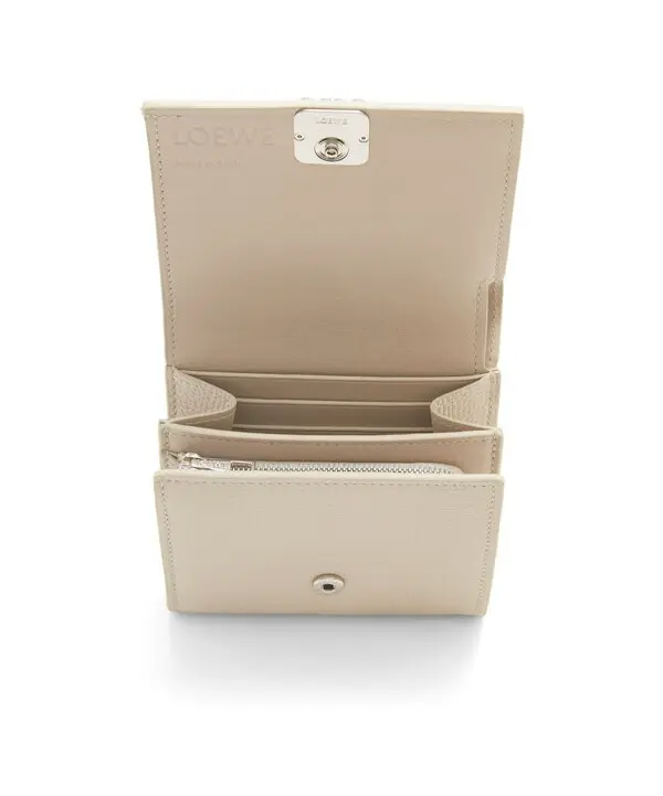 Loewe Anagram Compact Flap Wallet In Pebble Grain Calfskin