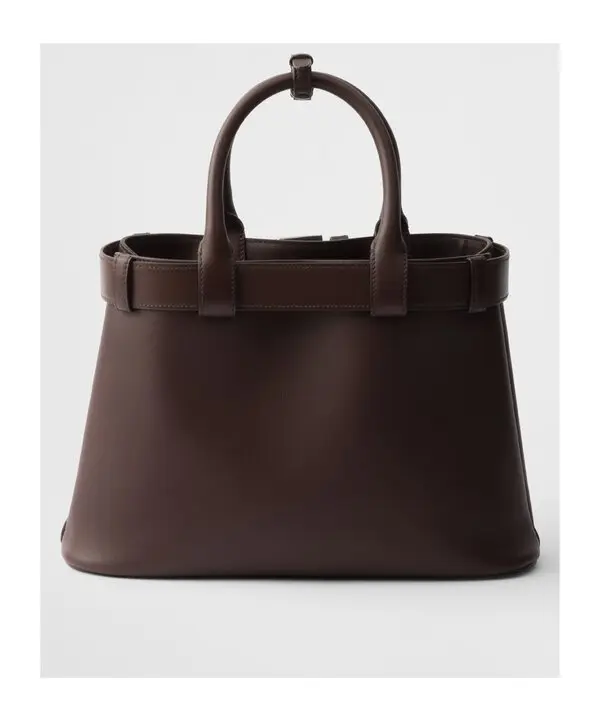 Prada Buckle Small Leather Handbag With Belt - Black