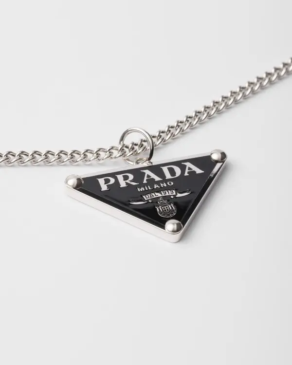 Prada Silver Pendant Necklace