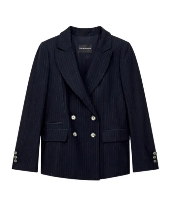 Emporio Armani Double-breasted Pinstripe Wool-blend Blazer