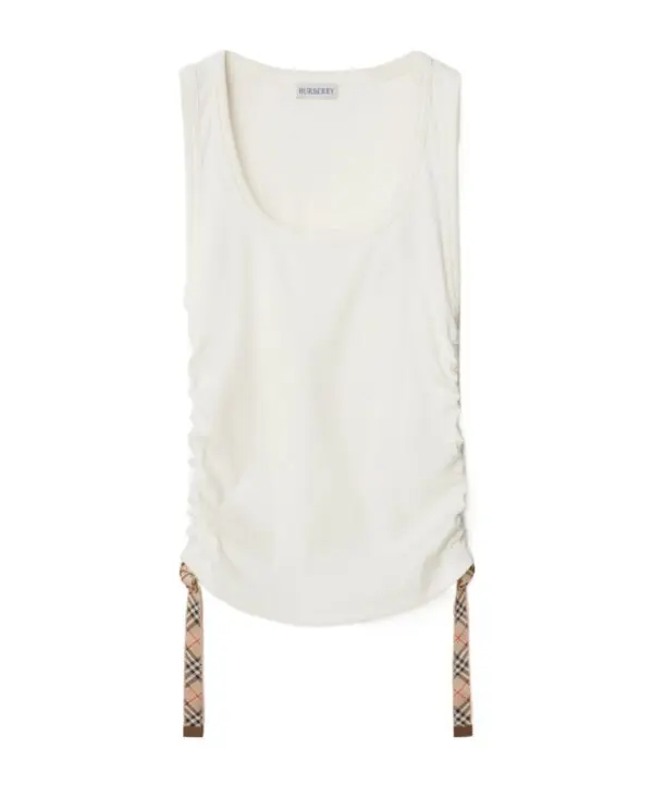 Burberry Check Buckle Detailed Ribbed Tank Top
