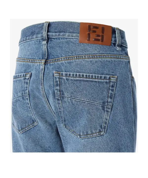 Fendi Light Wash Straight Leg Jeans - Blue