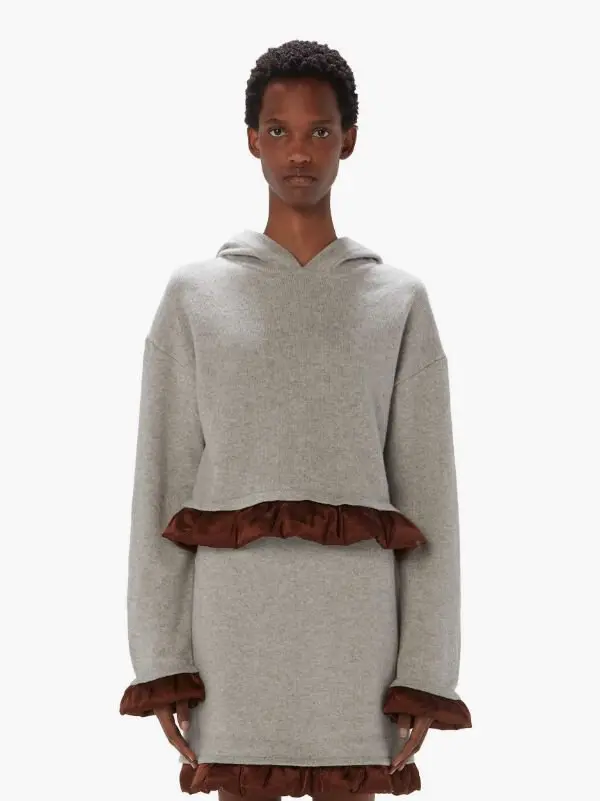 J.W.ANDERSON Satin-trimmed Cropped Hoodie