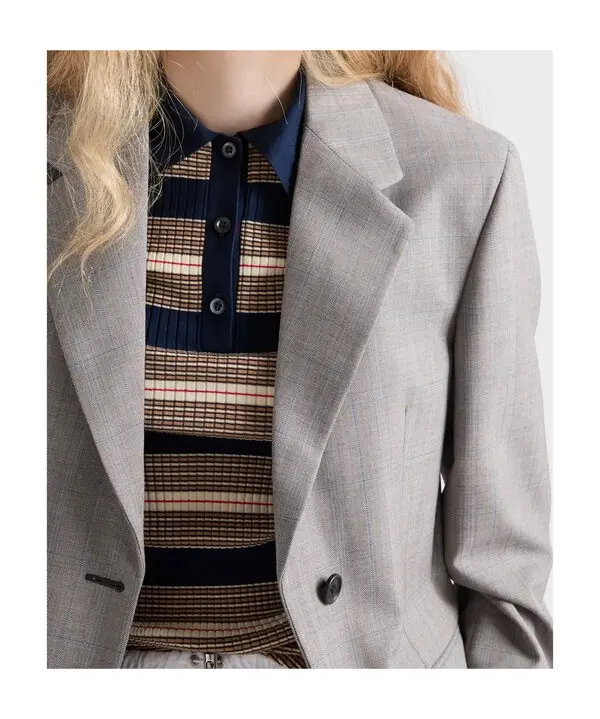 Prada Single-breasted Checked Grisaille Jacket