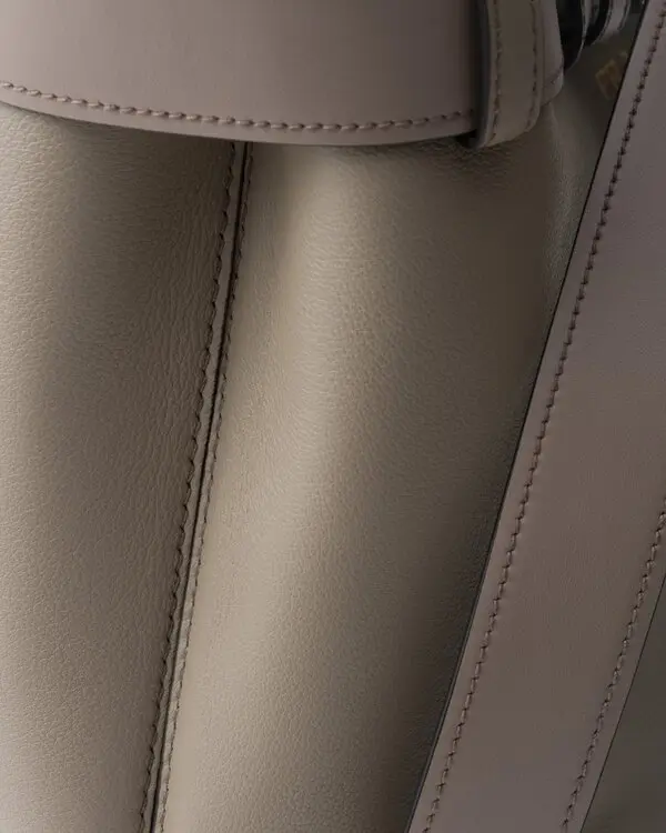 Prada Buckle Small Leather Handbag With Belt - Muddy Gray