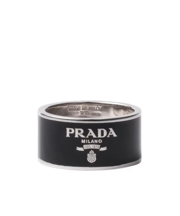 Prada Enameled Silver Ring