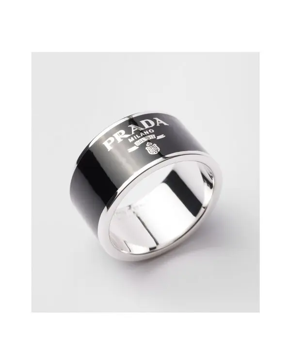 Prada Enameled Silver Ring
