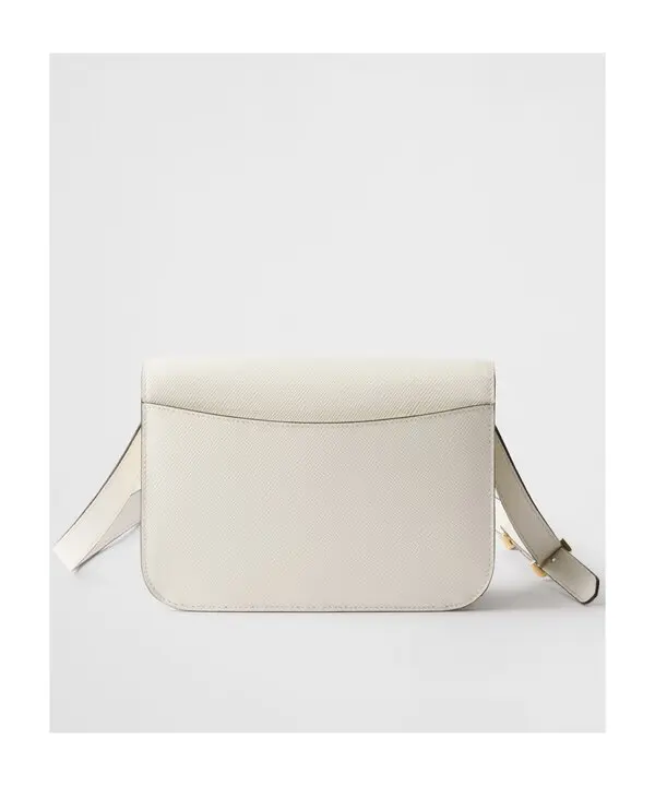 Prada Saffiano Leather Flap Shoulder Bag - White