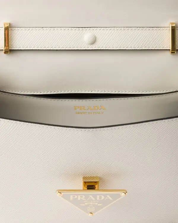 Prada Saffiano Leather Flap Shoulder Bag - White