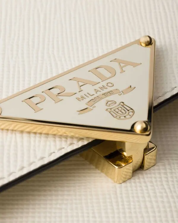 Prada Saffiano Leather Flap Shoulder Bag - White