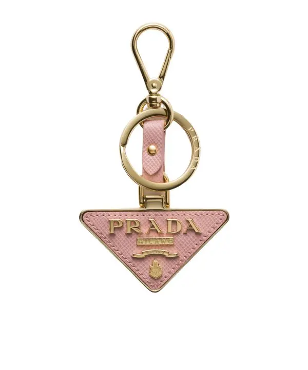 Prada Saffiano Leather And Metal Keychain