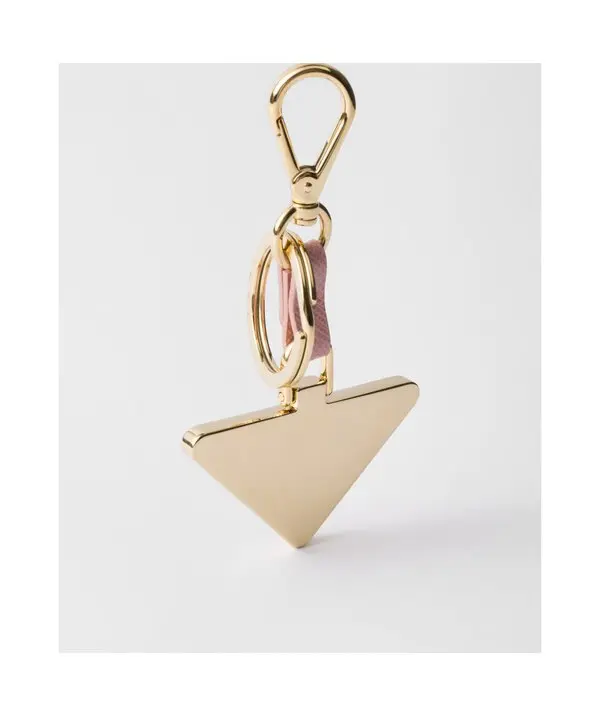 Prada Saffiano Leather And Metal Keychain