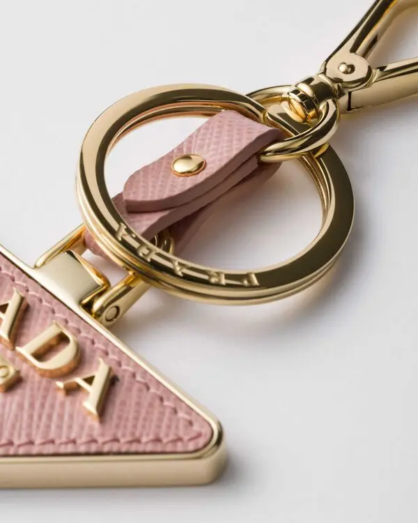 Prada Saffiano Leather And Metal Keychain