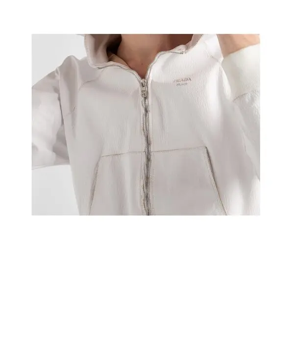 Prada Leather Zip-up Hoodie