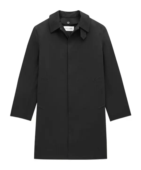 Saint Laurent Mackintosh Coat In Water-repellant Canvas - Black
