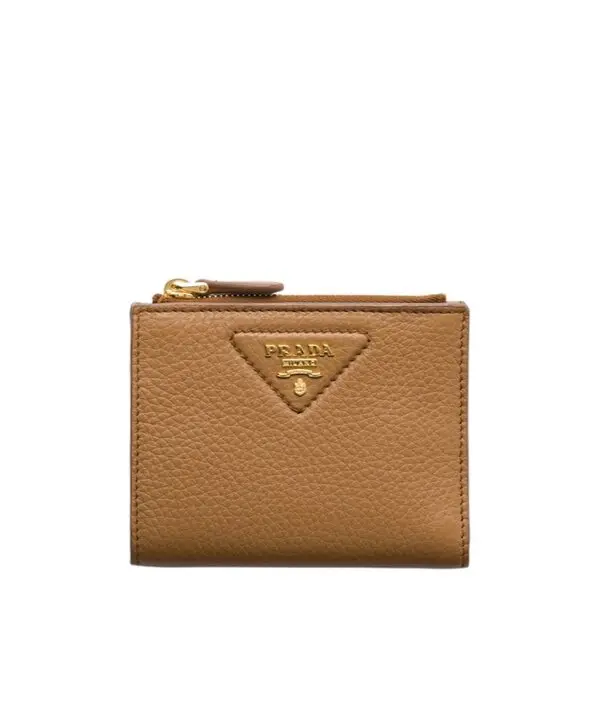 Prada Small Leather Wallet - Caramel