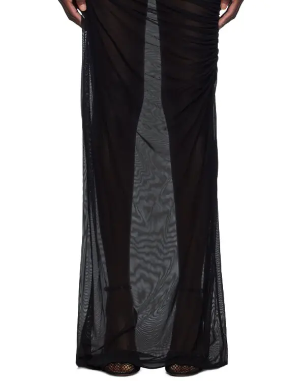 JEAN PAUL GAULTIER Mesh Maxi Dress With Flocked Stripes