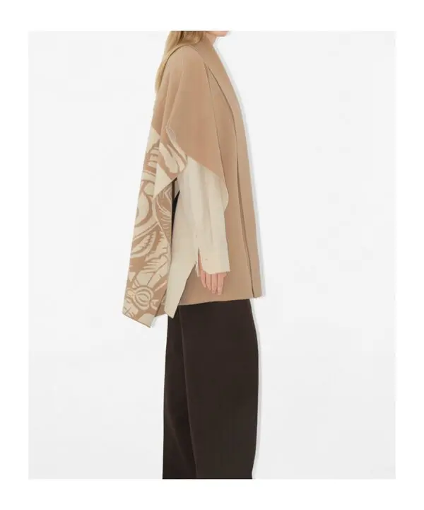 Burberry Reversible Cape With Equestrian Knight And B-shield Intarsia