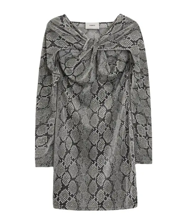 Coperni Twisted Hollow Dress With Animal Print - Gray