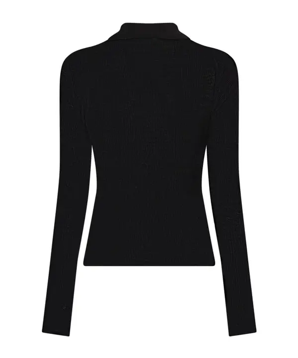 GANNI Argyle Knit Polo Top
