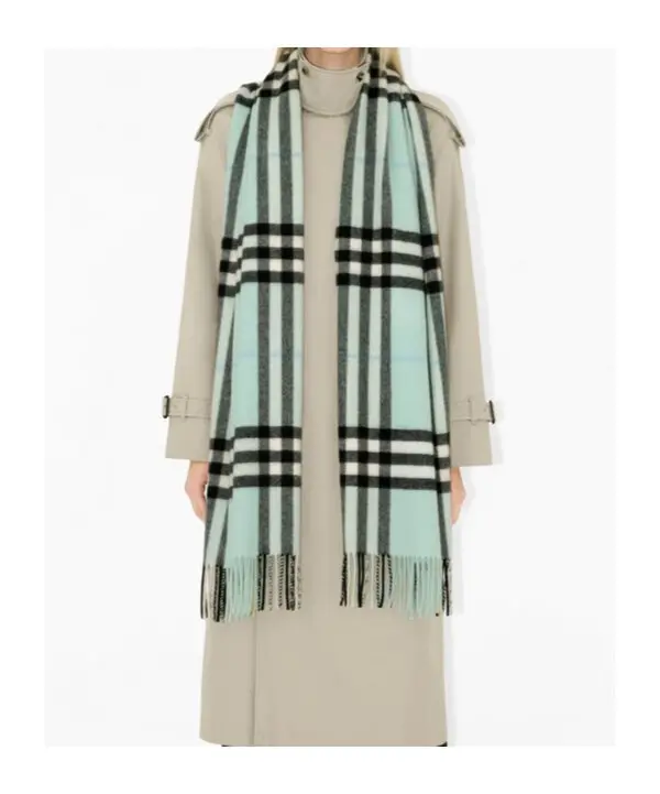 Burberry Wide-check Cashmere Scarf - Mint