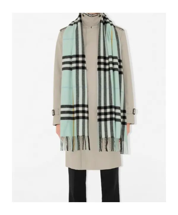 Burberry Wide-check Cashmere Scarf - Mint