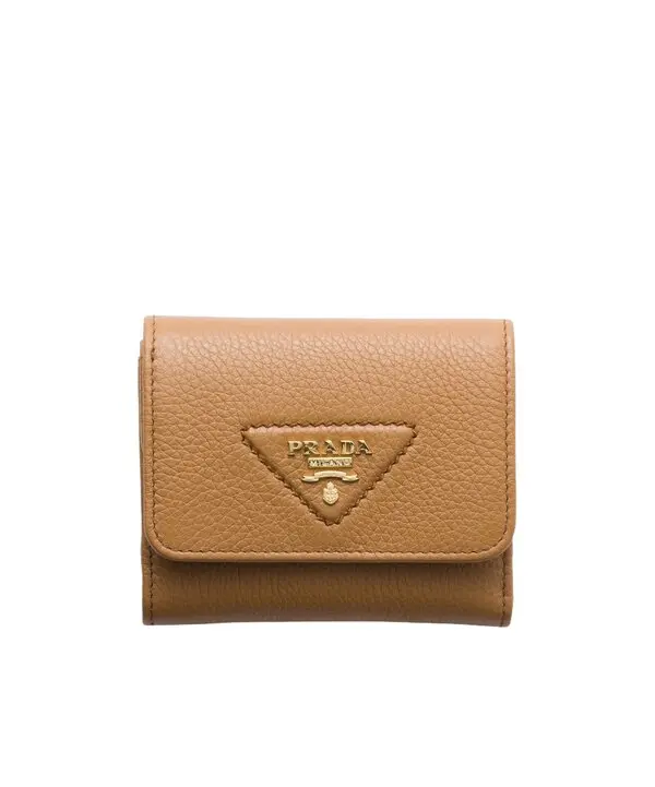 Prada Small Leather Wallet - Caramel
