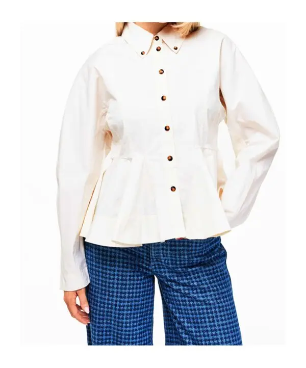 GANNI Peplum Shirt With Flared Hem