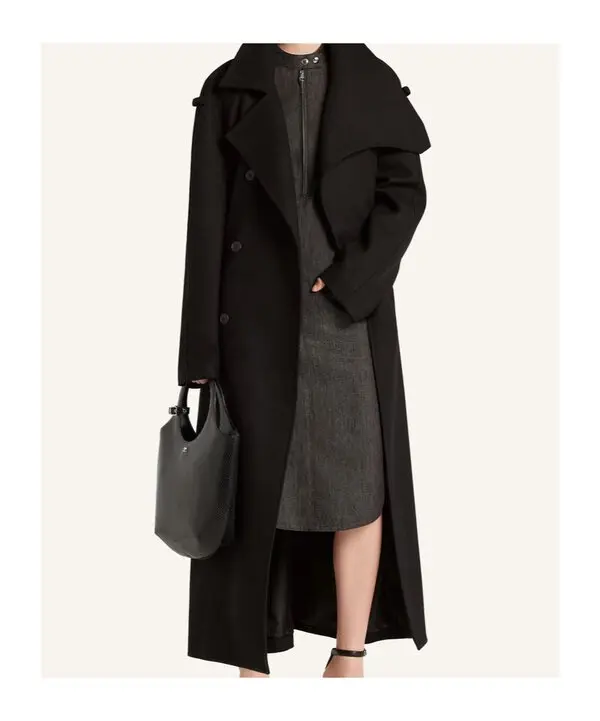 COURREGES Double-breasted Wool Trench Coat