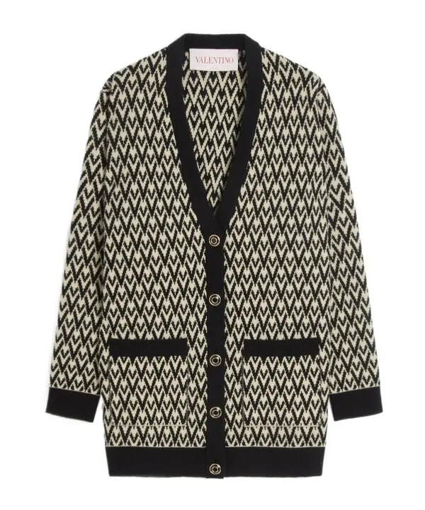 Valentino Garavani Monogram V-neck Button-up Cardigan