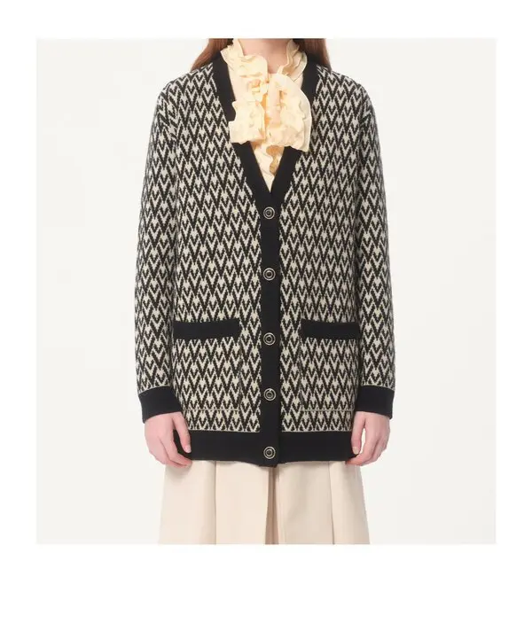 Valentino Garavani Monogram V-neck Button-up Cardigan