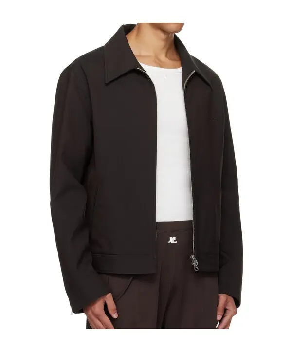 COURREGES Lapel Long Sleeve Zip Jacket