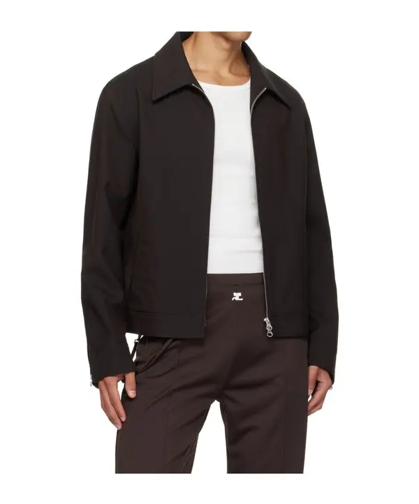 COURREGES Lapel Long Sleeve Zip Jacket