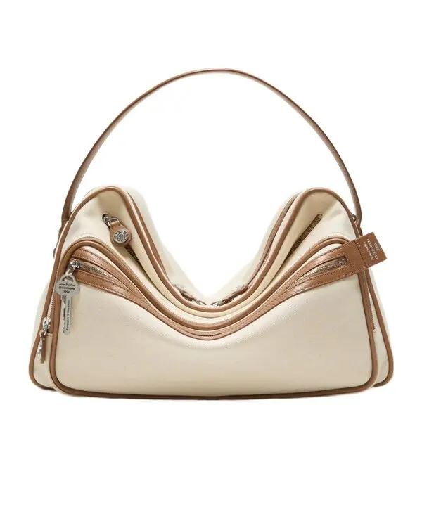 Acne Studios Camera Canvas Bag With Leather Trim - Nude