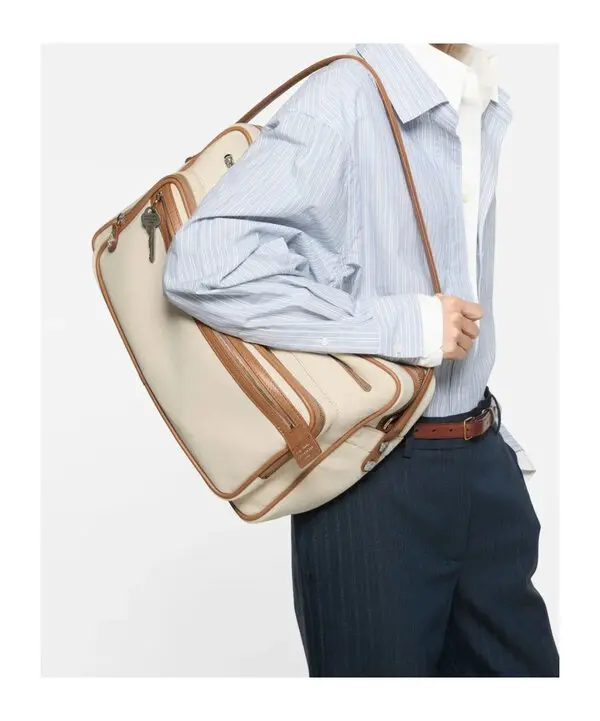 Acne Studios Camera Canvas Bag With Leather Trim - Nude