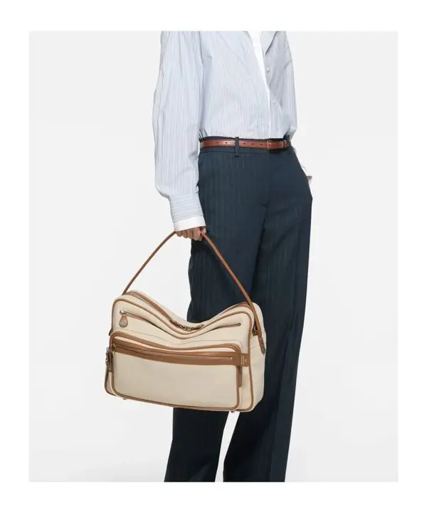 Acne Studios Camera Canvas Bag With Leather Trim - Nude