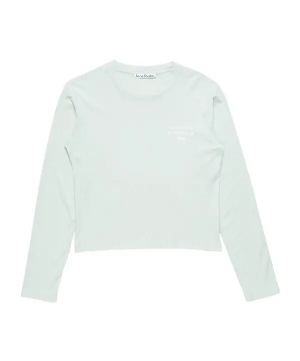 Acne Studios Long Sleeve Distressed Logo T-shirt - Light Mint