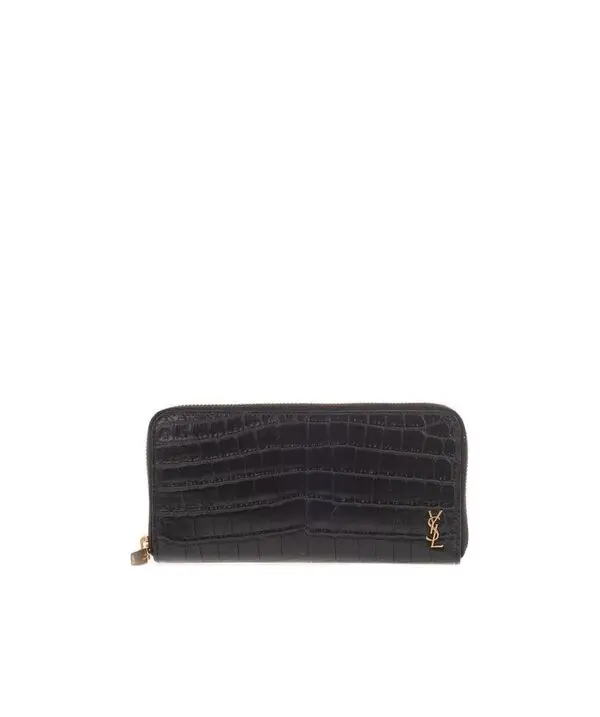 Saint Laurent Crocodile Effect Logo Wallet