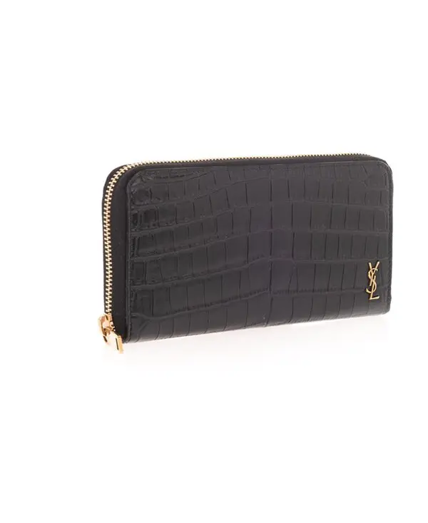 Saint Laurent Crocodile Effect Logo Wallet