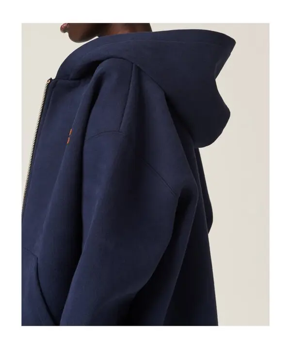 Miu Miu Embroidered Logo Zip-up Hooded Jacket
