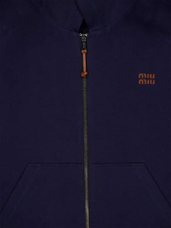 Miu Miu Embroidered Logo Zip-up Hooded Jacket
