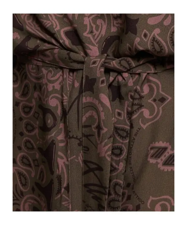 Attico Muslin Kaftan Dress With All-over Print And Self-tie Closure