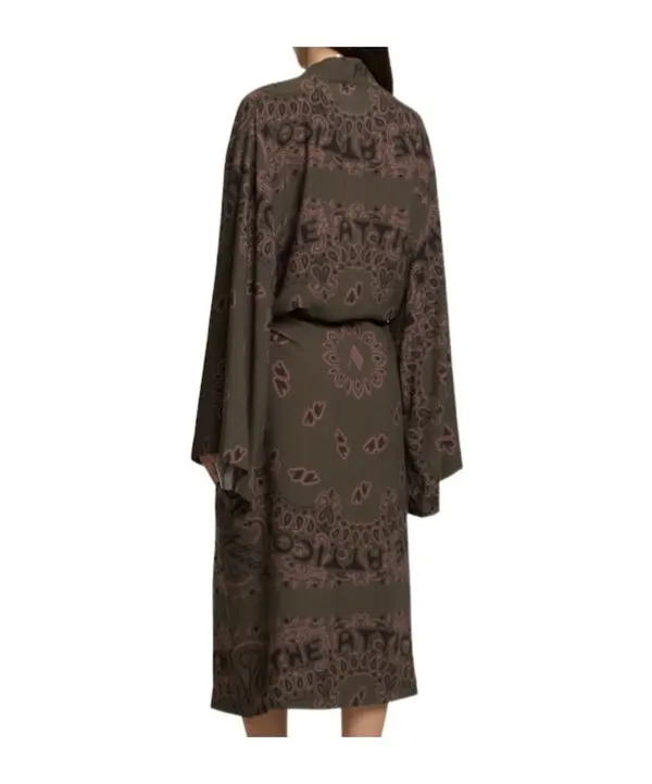 Attico Muslin Kaftan Dress With All-over Print And Self-tie Closure